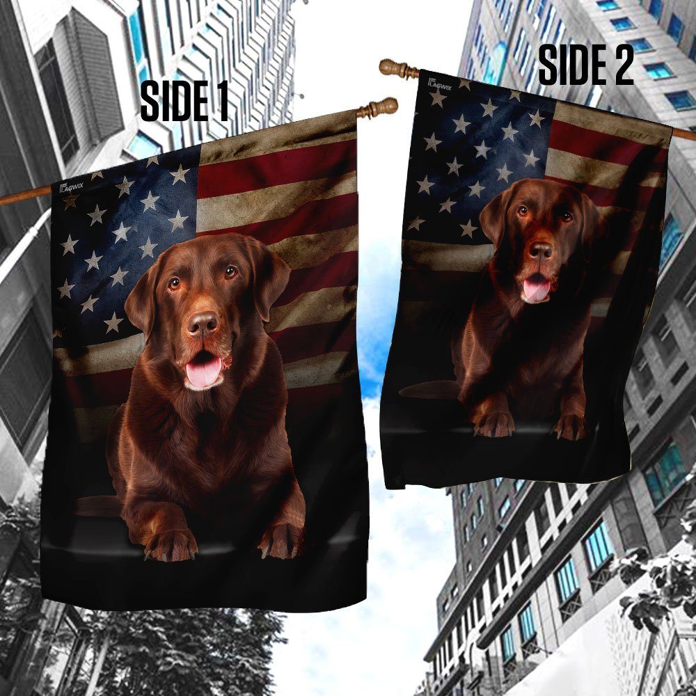 Chocolate Labrador American Flag - Flagwix