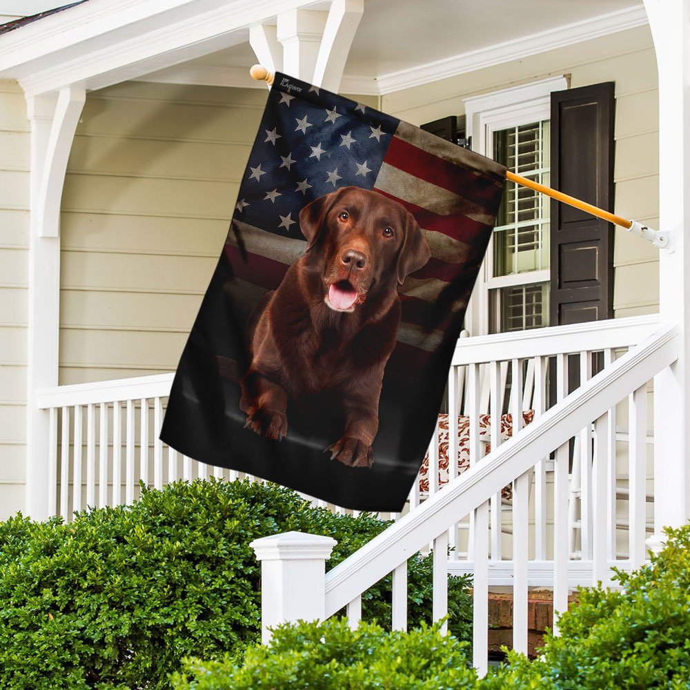 Chocolate Labrador American Flag - Flagwix