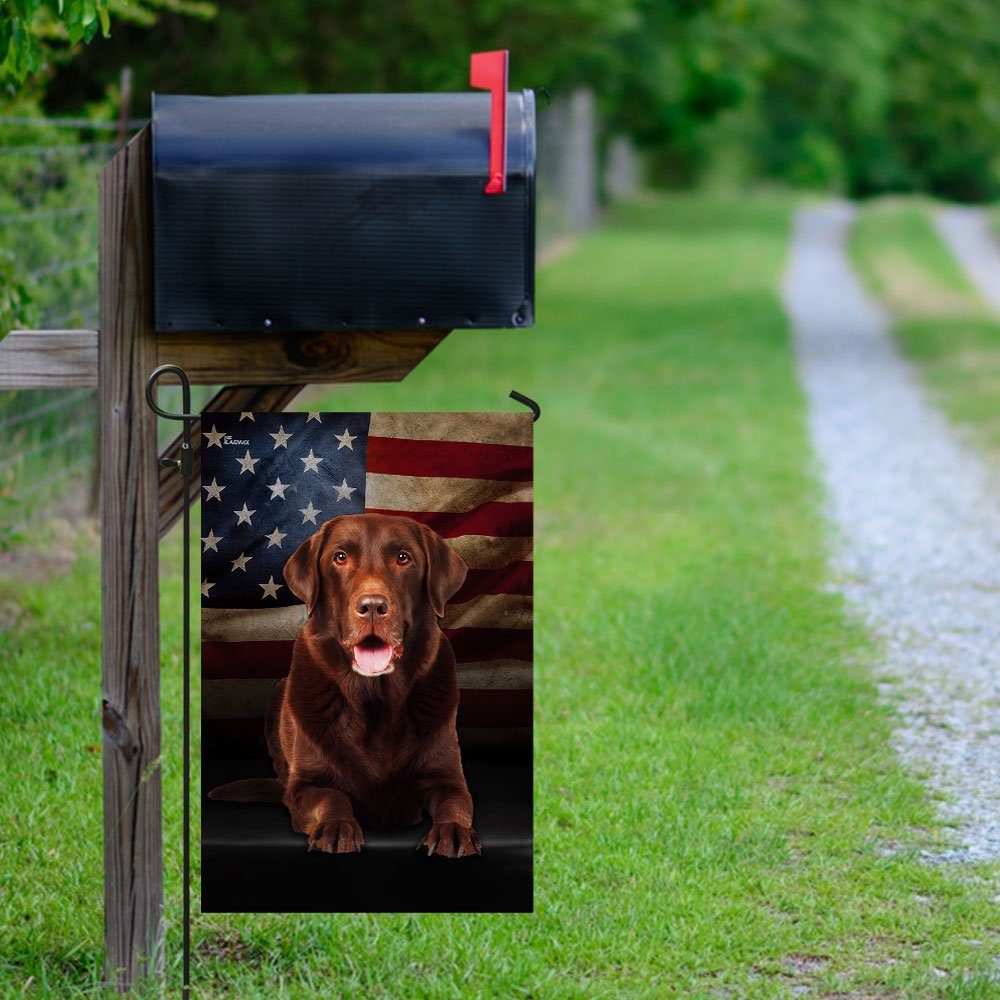 Chocolate Labrador American Flag - Flagwix