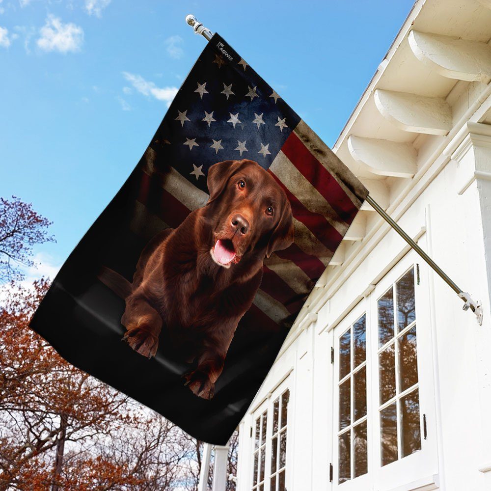Chocolate Labrador American Flag - Flagwix