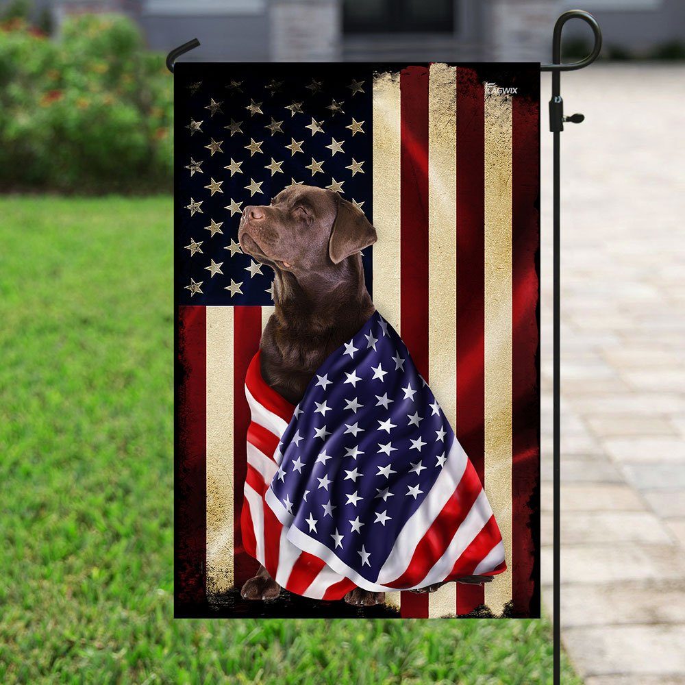 Chocolate Labrador Retriever American Patriot Flag - Flagwix