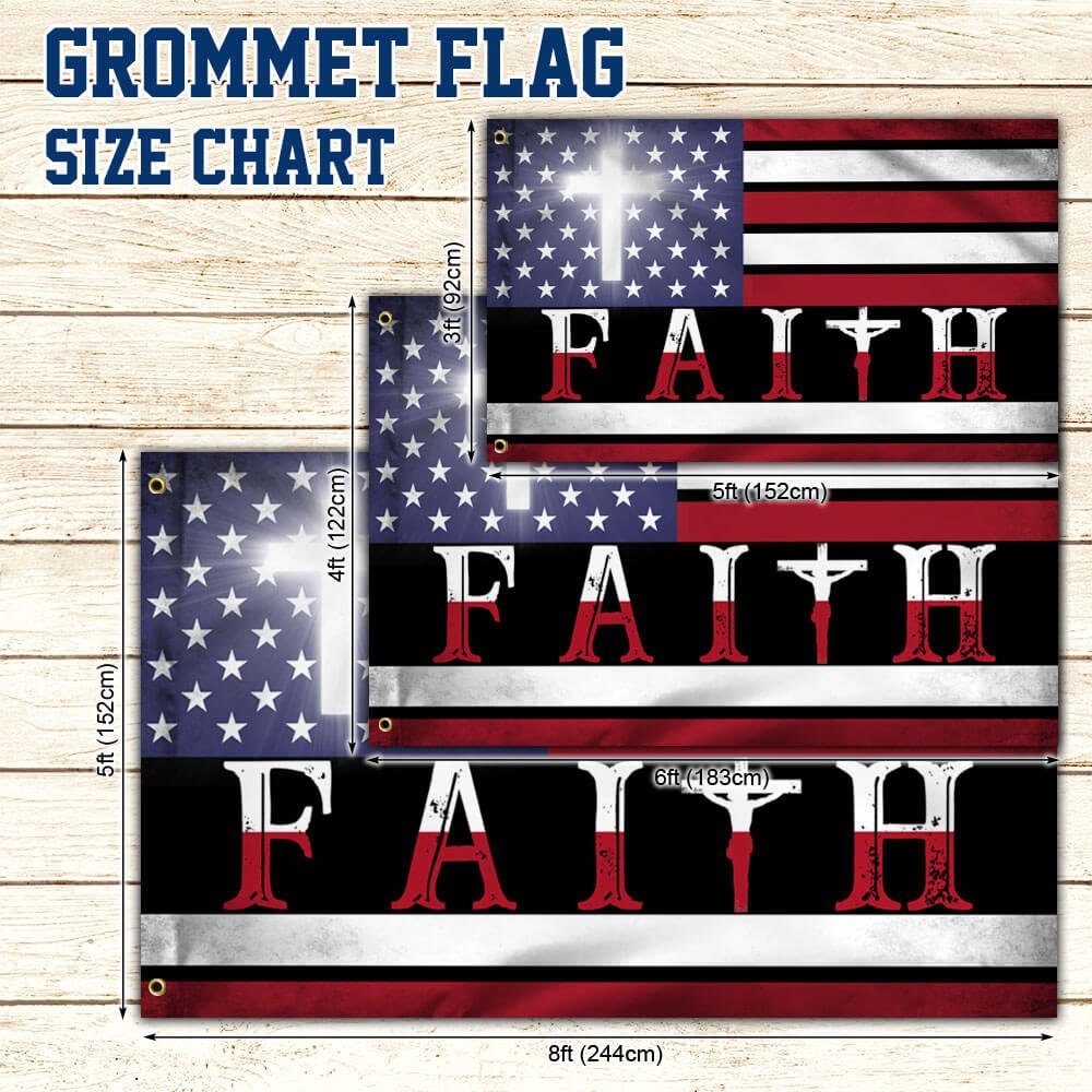 Christian Cross, Faith American Grommet Flag TPT190GF - Flagwix