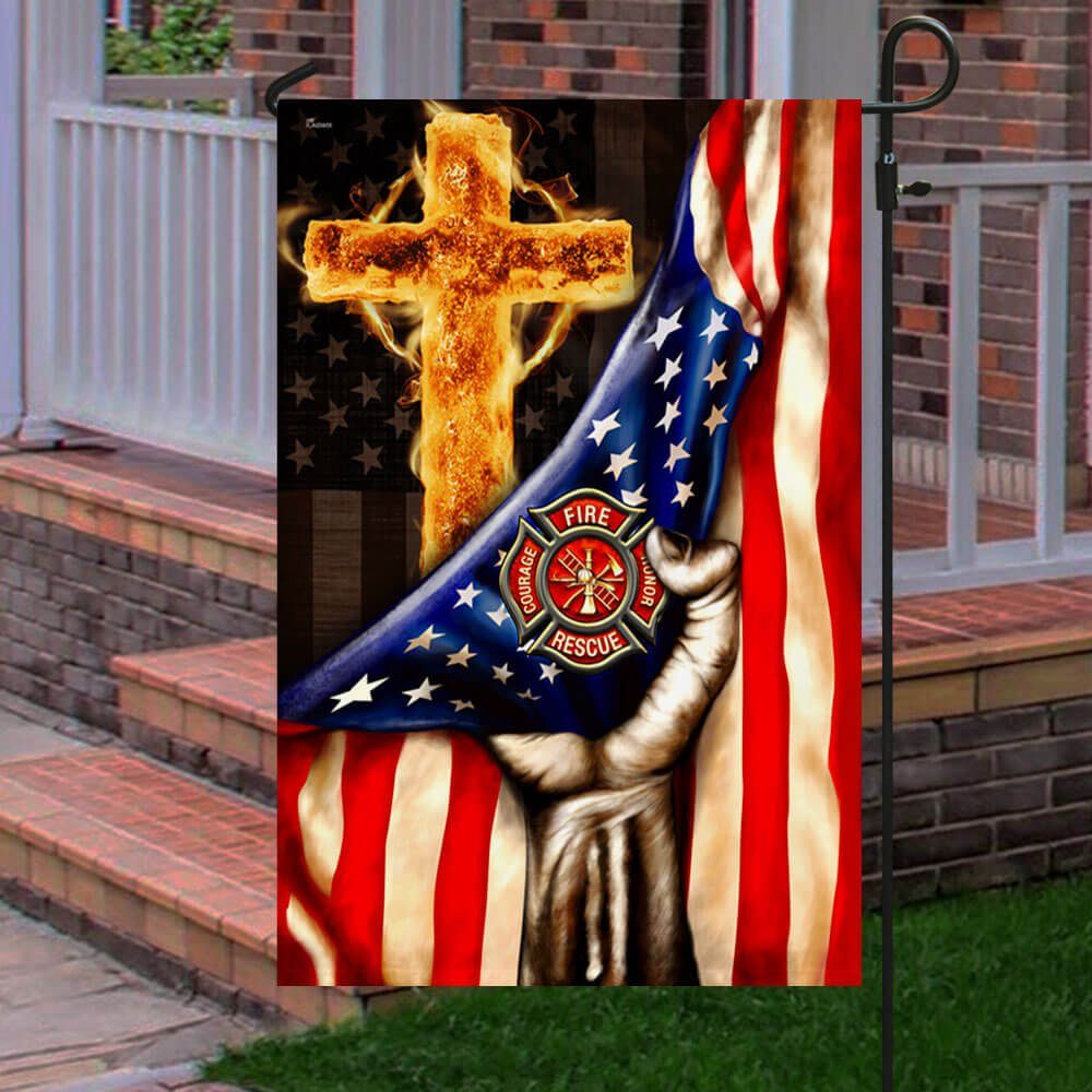 Christian Cross, Firefighter American Flag TPT196F - Flagwix