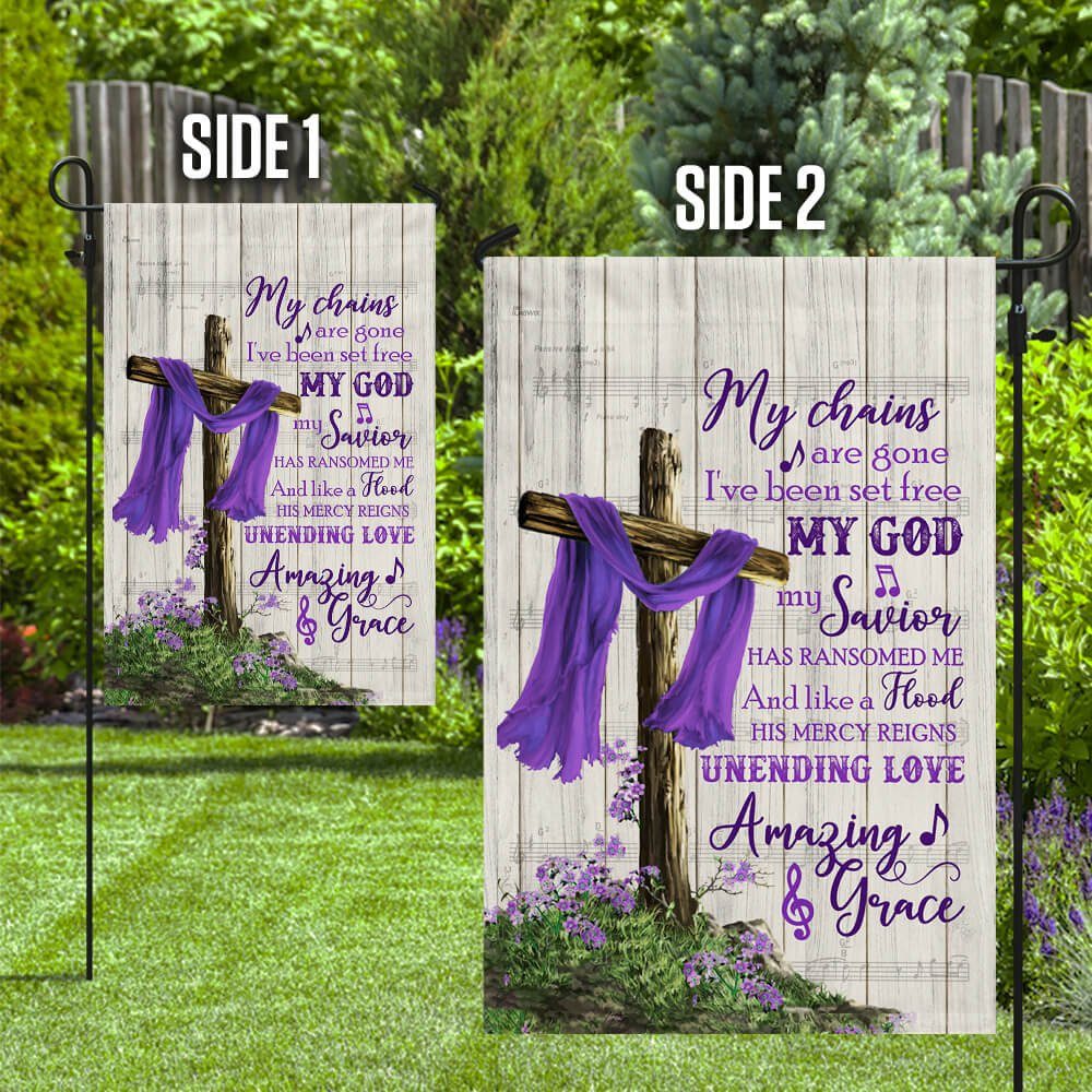 Christian Cross Amazing Grace Purple Flag - Flagwix