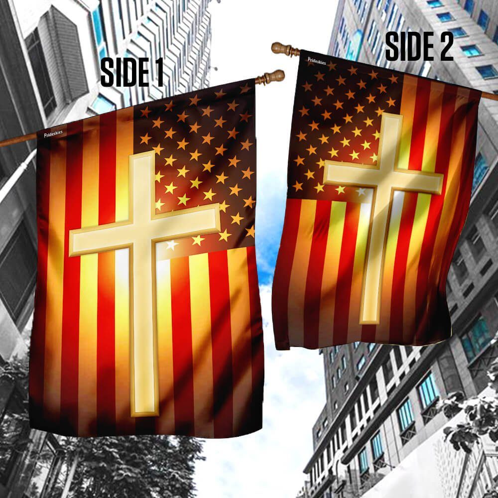 Christian Cross American US Flag - Flagwix