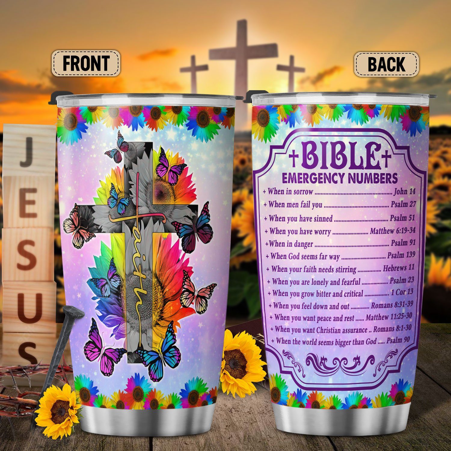 Christian Jesus Cross Faith Tumbler Bible Emergency Numbers Tumbler ...