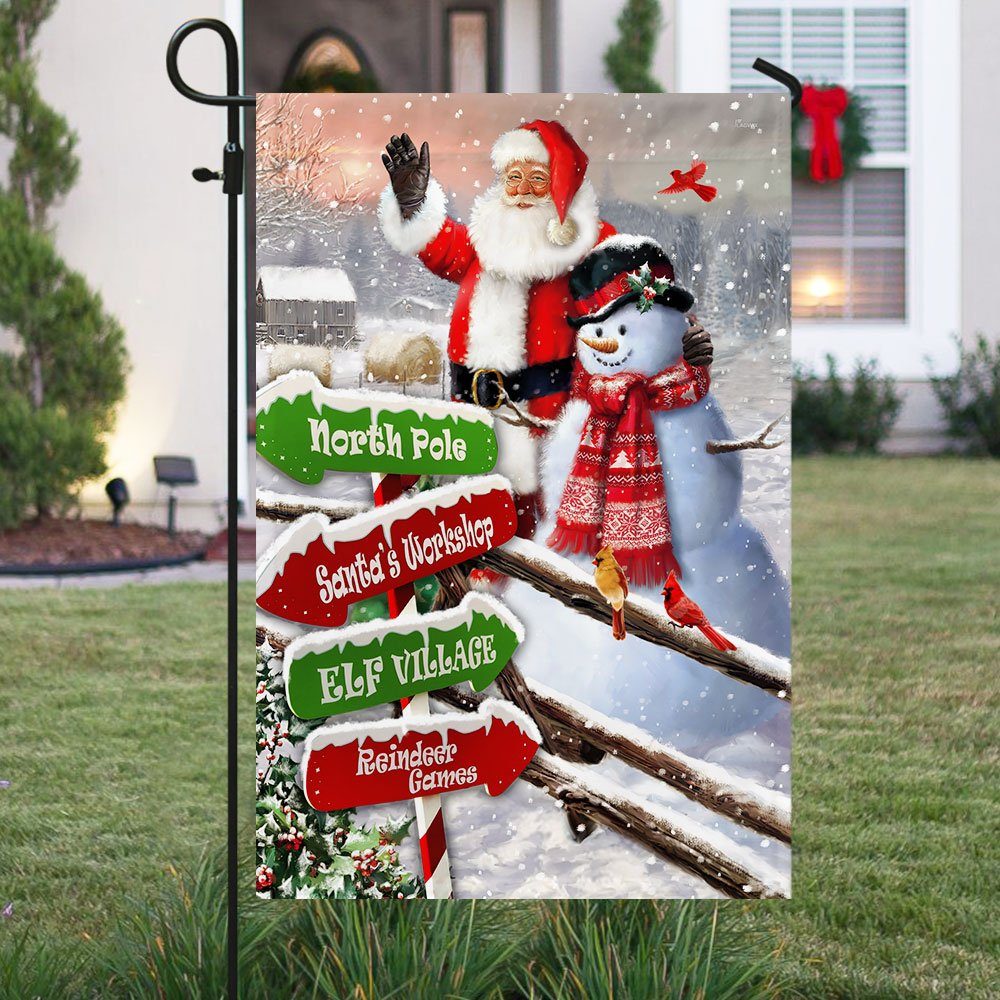 Christmas Flag North Pole, Santa’s Workshop, Elf Village, Reindeer ...