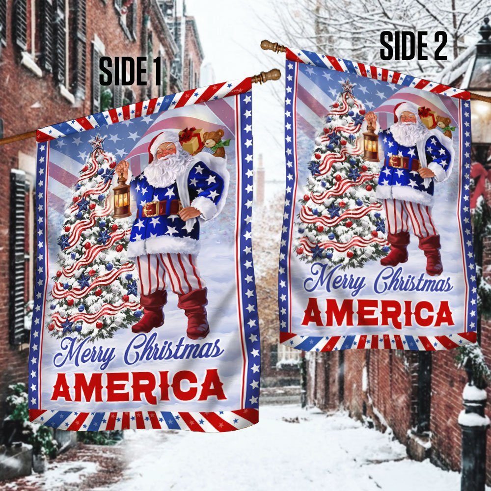 Christmas Flag Santa Claus Merry Christmas America DDH2990F - Flagwix
