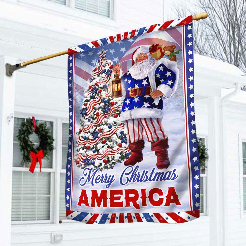 Christmas Flag Santa Claus Merry Christmas America DDH2990F - Flagwix