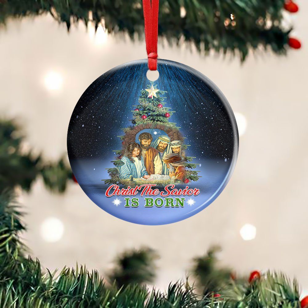 Christmas Nativity Circle Ceramic Ornament O Holy Night Christ The ...