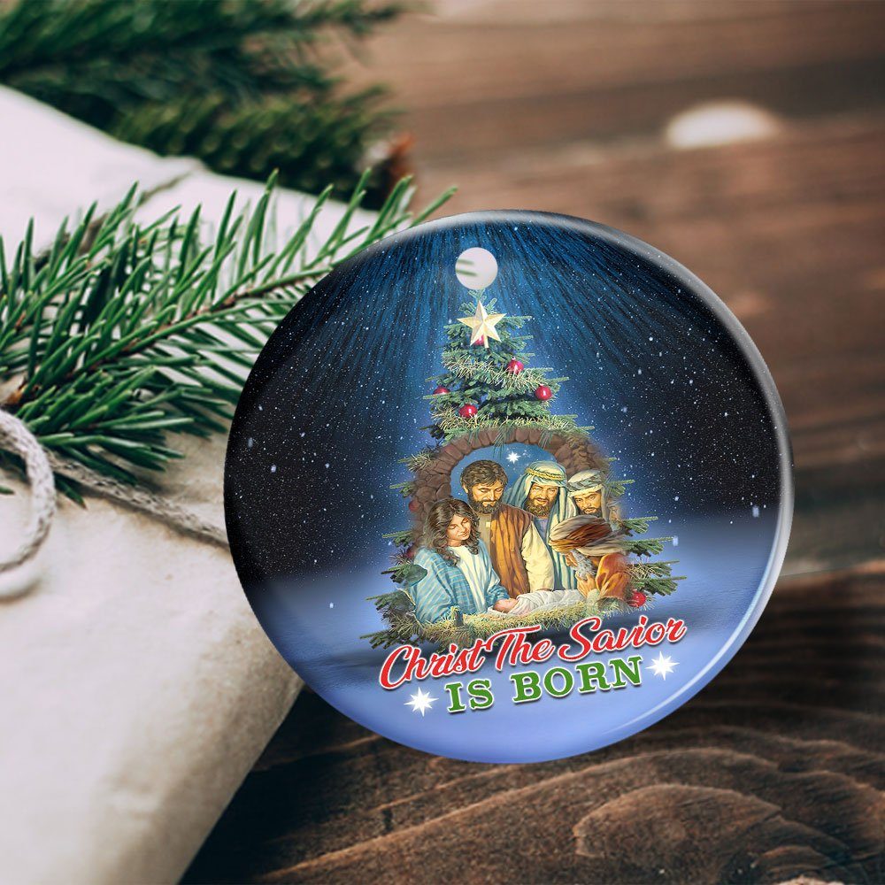 Christmas Nativity Circle Ceramic Ornament O Holy Night Christ The ...
