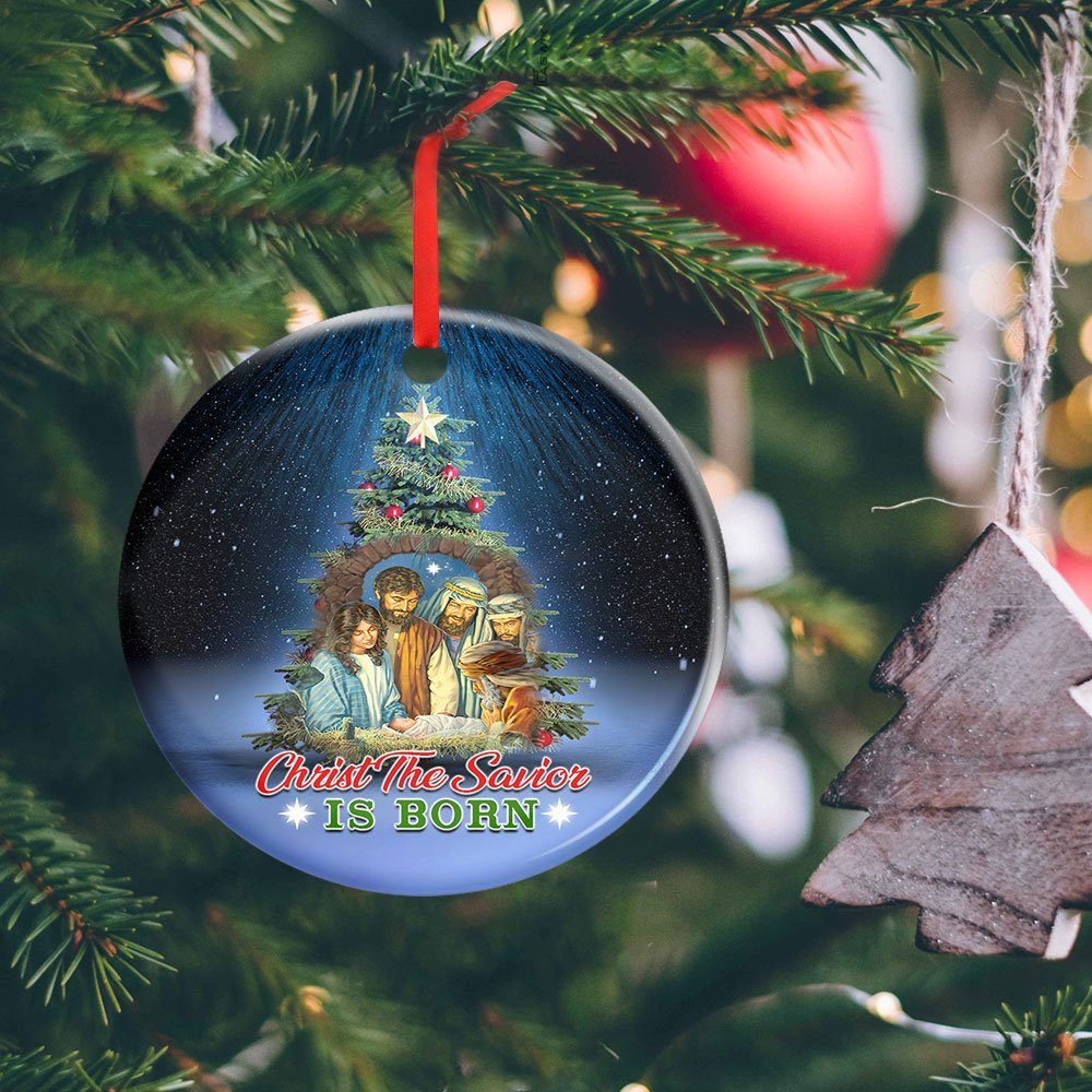 Christmas Nativity Circle Ceramic Ornament O Holy Night Christ The ...