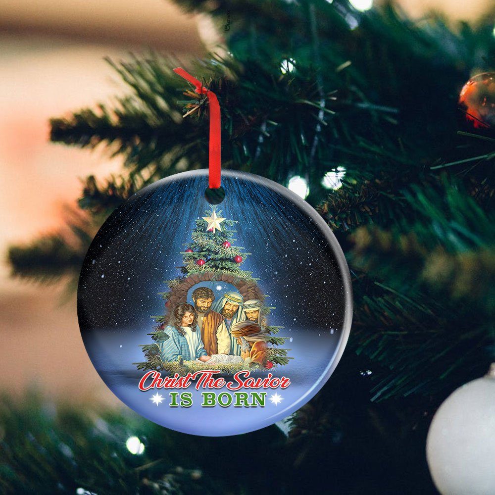 Christmas Nativity Circle Ceramic Ornament O Holy Night Christ The ...
