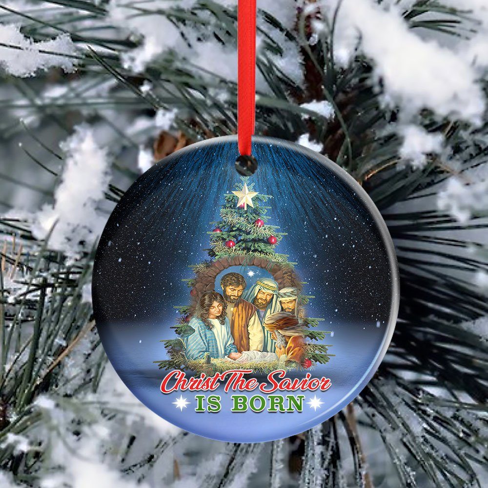 Christmas Nativity Circle Ceramic Ornament O Holy Night Christ The ...