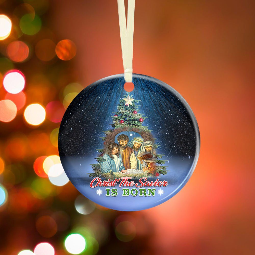 Christmas Nativity Circle Ceramic Ornament O Holy Night Christ The ...