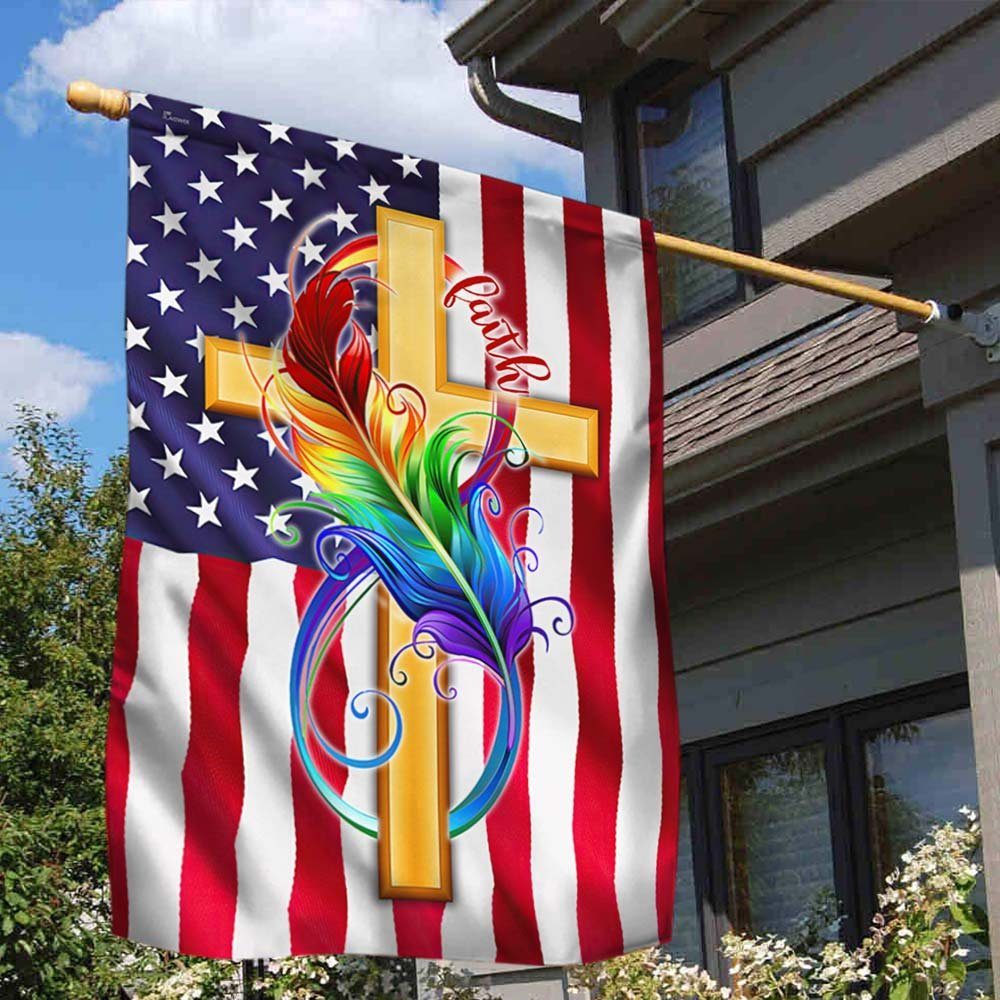 Cross Faith US Flag Infinity Symbol Rainbow Feather DBD3307F - Flagwix