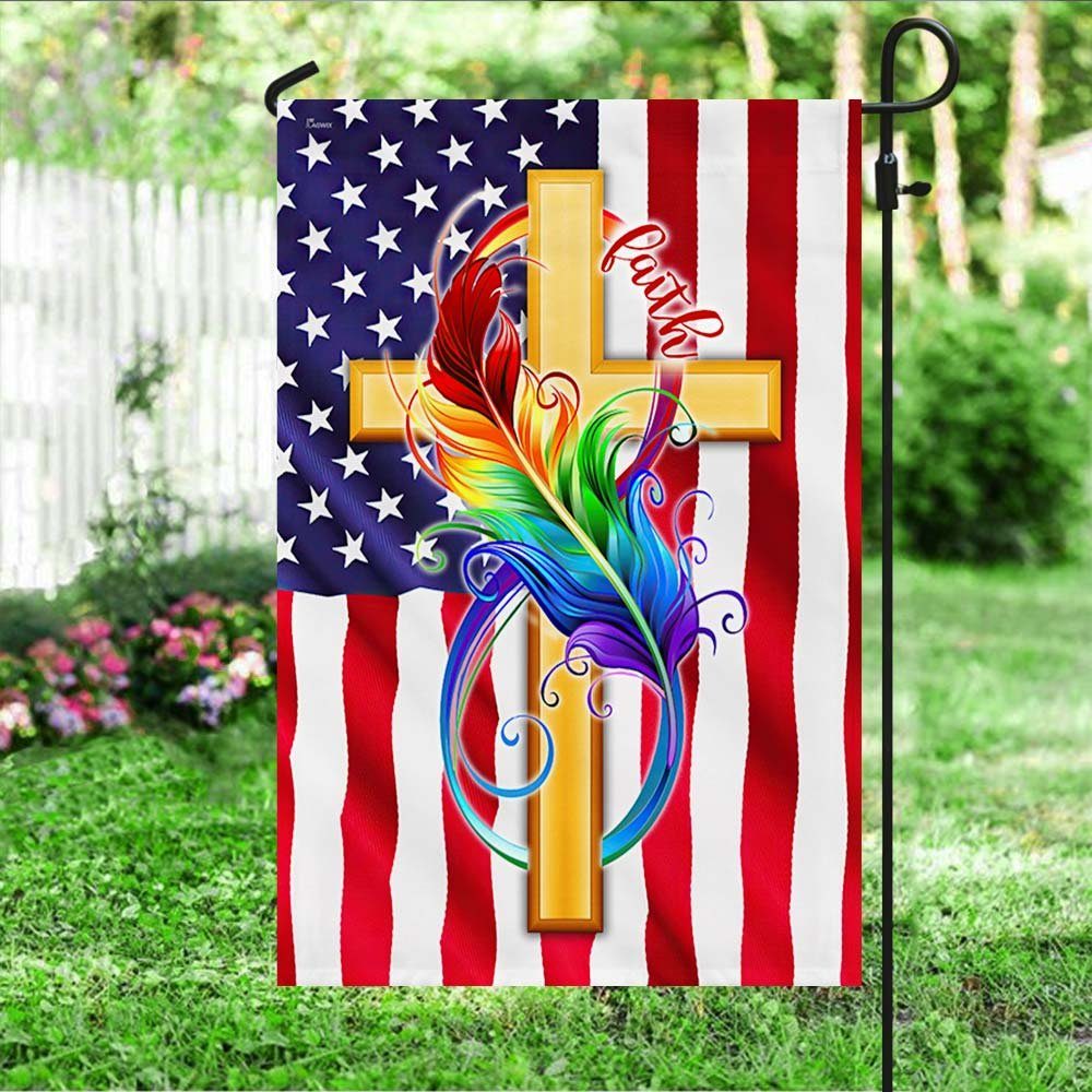 Cross Faith US Flag Infinity Symbol Rainbow Feather DBD3307F - Flagwix