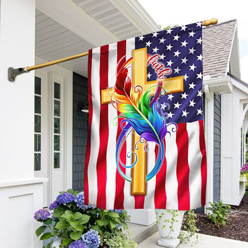 Cross Faith US Flag Infinity Symbol Rainbow Feather DBD3307F - Flagwix