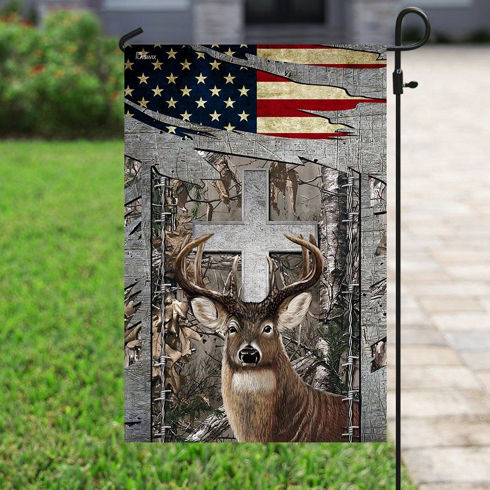 Deer Hunting Jesus Cross American US Flag – Flagwix