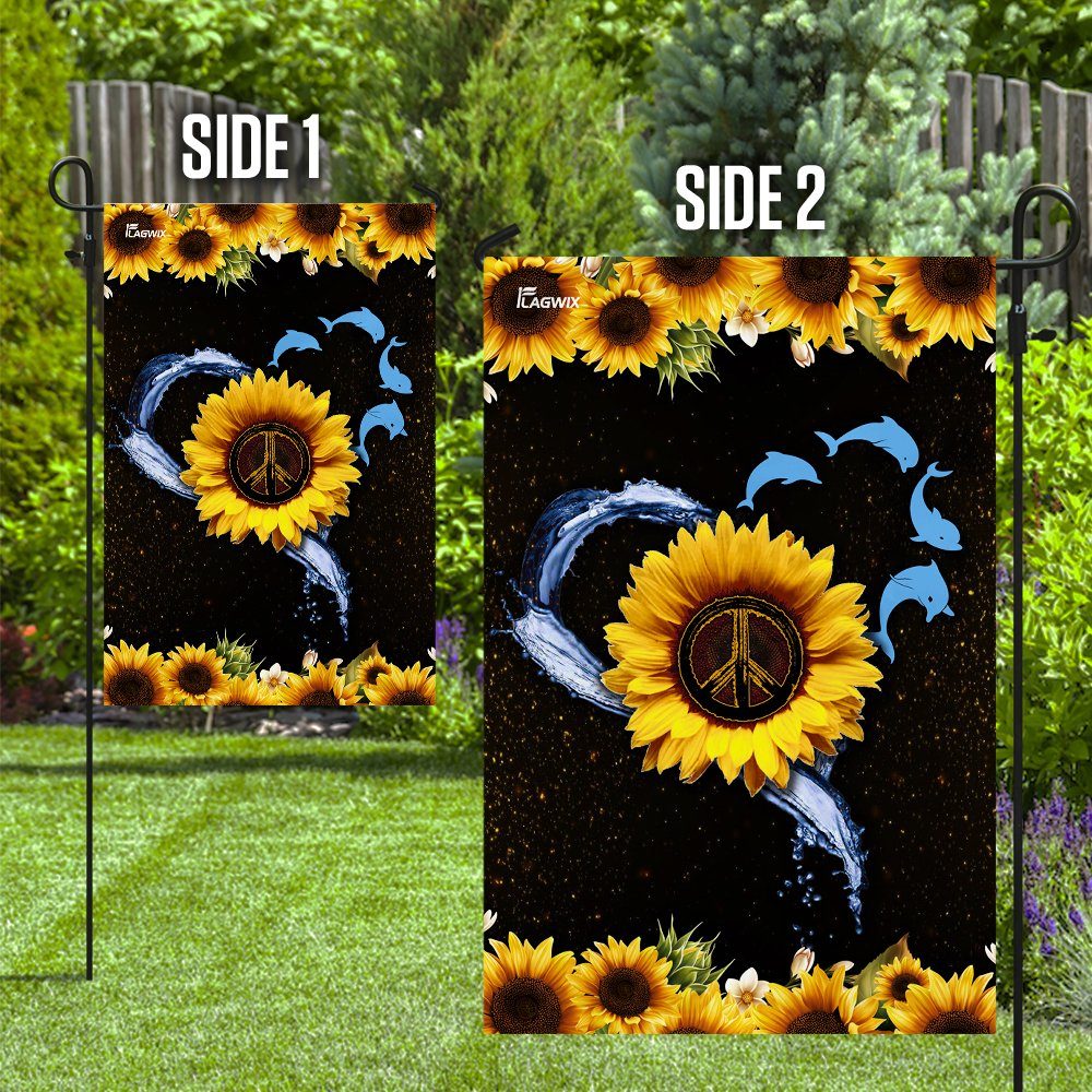 Dolphin Sunflower Hippie Flag - Flagwix