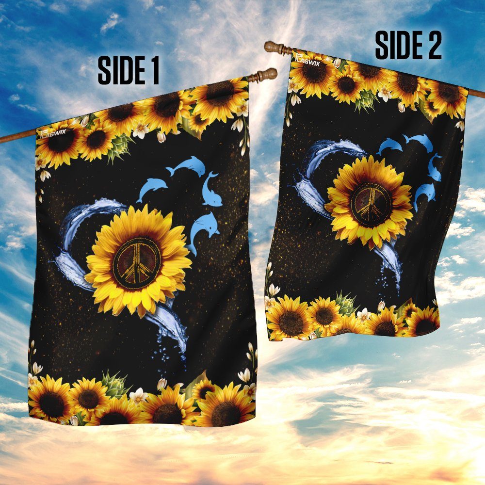 Dolphin Sunflower Hippie Flag – Flagwix