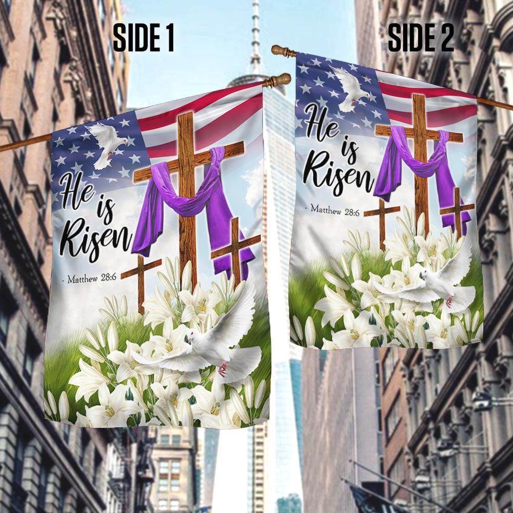 Easter Christian Cross Jesus Christ He Is Risen Flag MLN920F - Flagwix