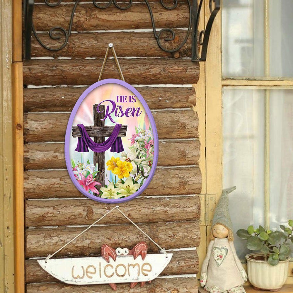 Easter Egg Custom Wooden Sign He Is Risen DBD3389WD – Flagwix