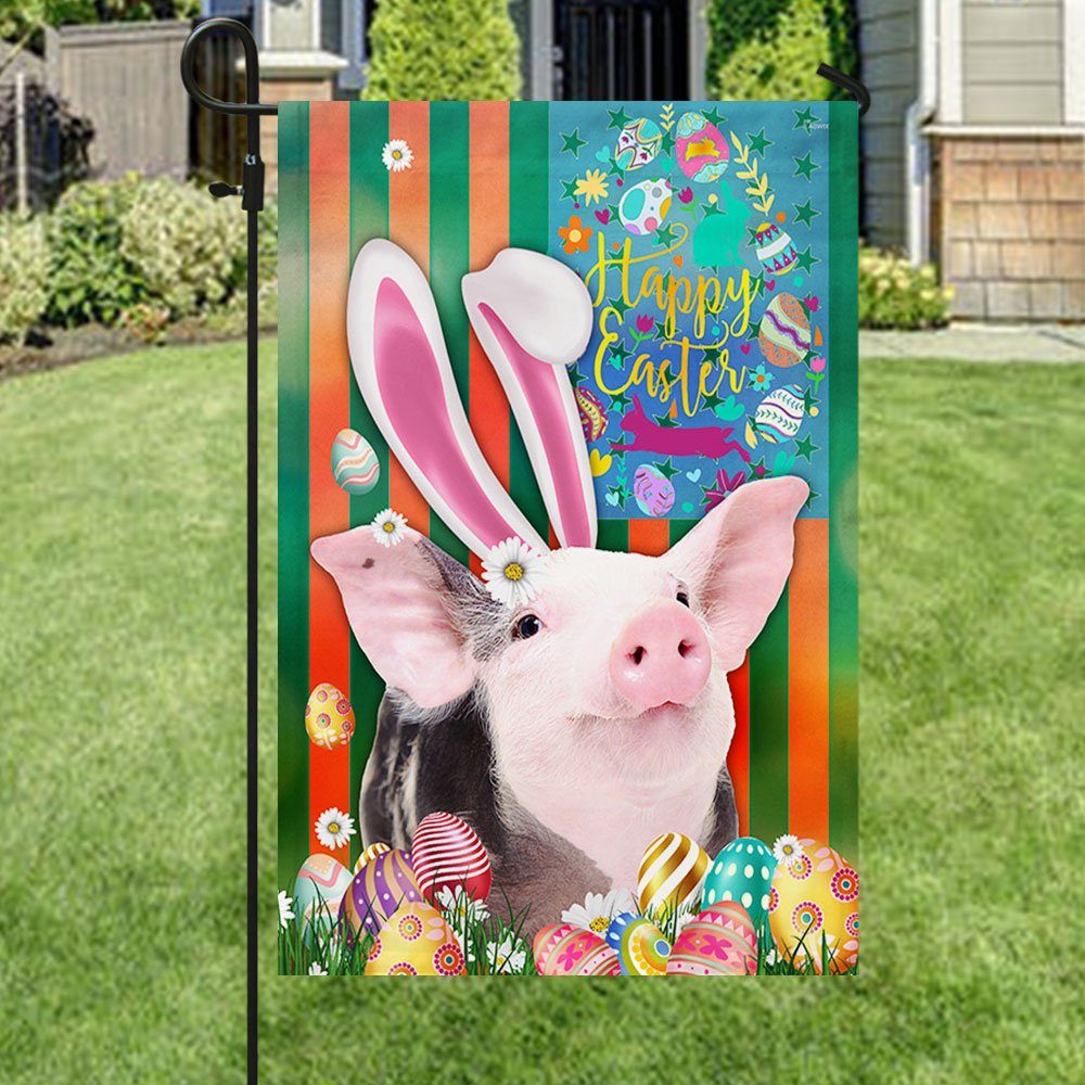 Easter Flag Happy Easter Pig With Bunny Ears BNL575F - Flagwix