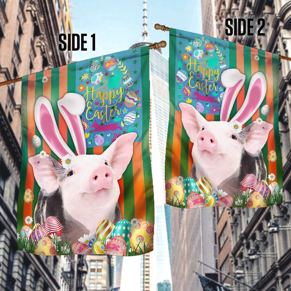 Easter Flag Happy Easter Pig With Bunny Ears BNL575F - Flagwix