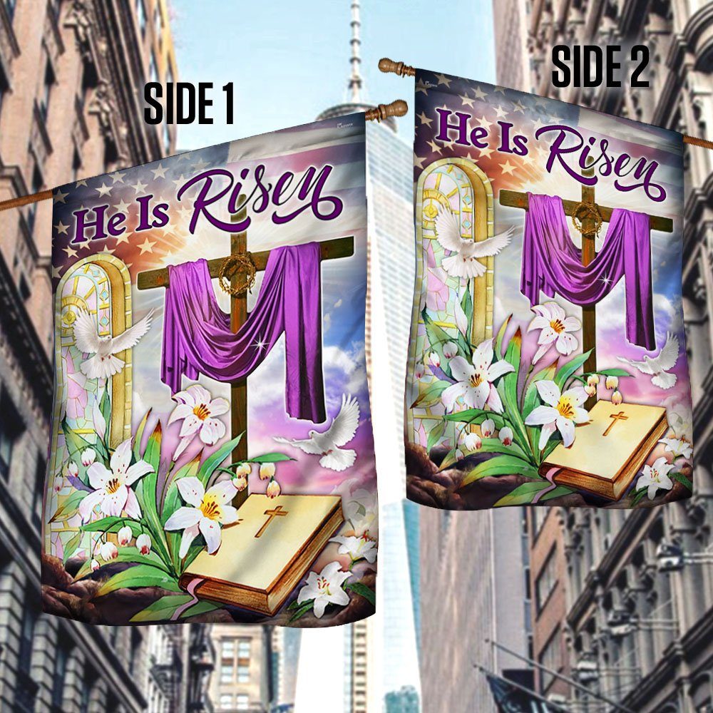 Easter Jesus Christ Is Risen He Is Risen Flag MLH2311F - Flagwix