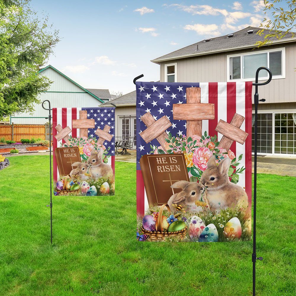 Easter Rabbit Bunny Flag He Is Risen Easter Day American Flag MLN1117F ...