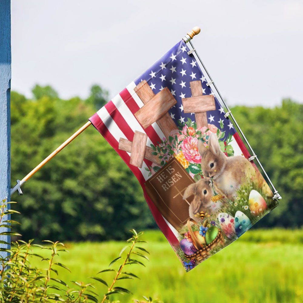 Easter Rabbit Bunny Flag He Is Risen Easter Day American Flag MLN1117F ...