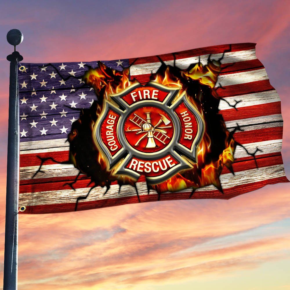 Firefighter American Grommet Flag THH2606GF - Flagwix