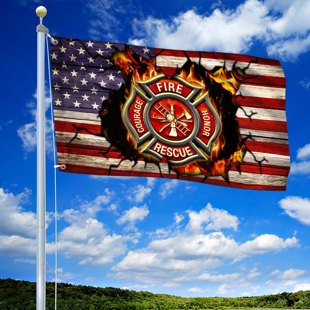 Firefighter American Grommet Flag THH2606GF - Flagwix