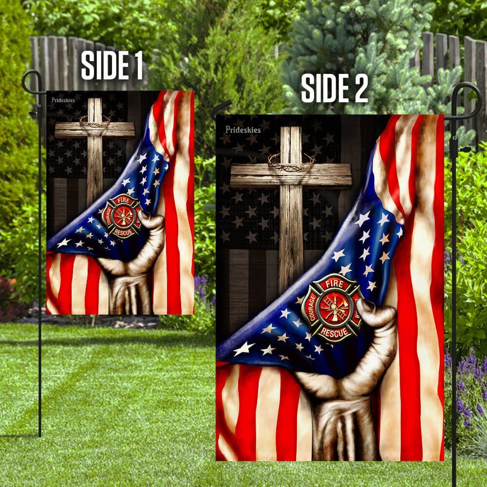 Firefighter Christian Cross Flag - Flagwix