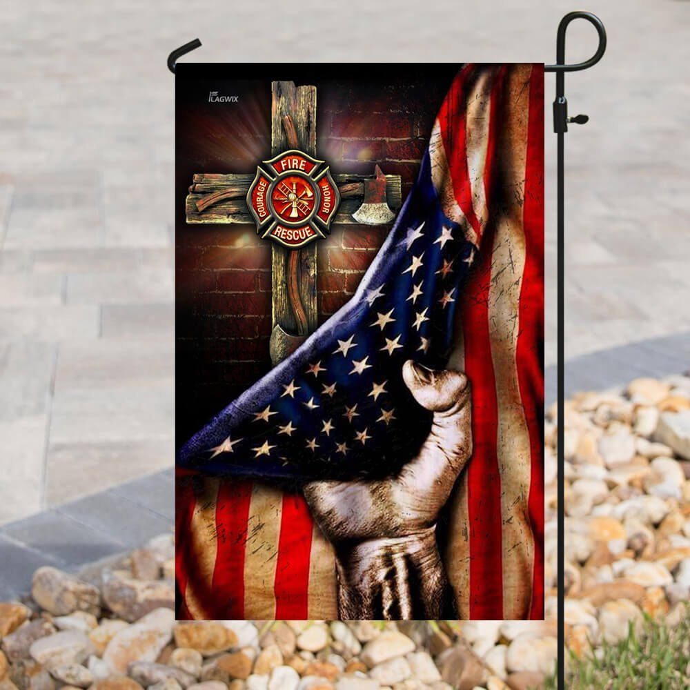 Firefighter Christian Cross Flag - Flagwix