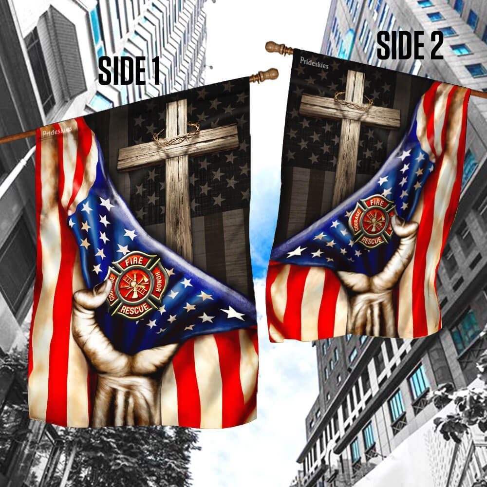 Firefighter Christian Cross Flag - Flagwix
