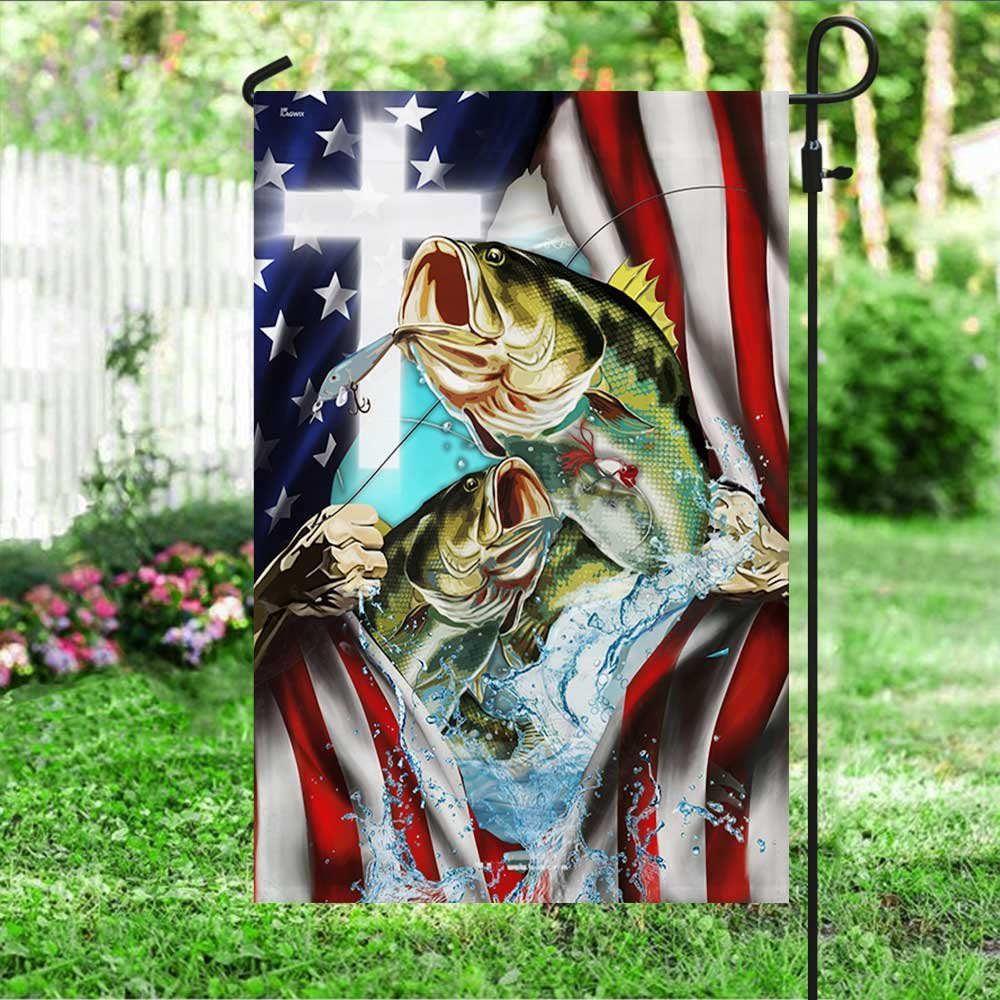 Fishing Christian Cross US Flag DBD3113F – Flagwix