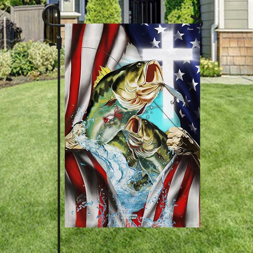 Fishing Christian Cross US Flag DBD3113F – Flagwix