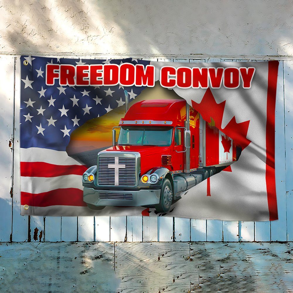 Freedom Convoy Flag Freedom Convoy 2022 Canadian Trucker Mandate ...