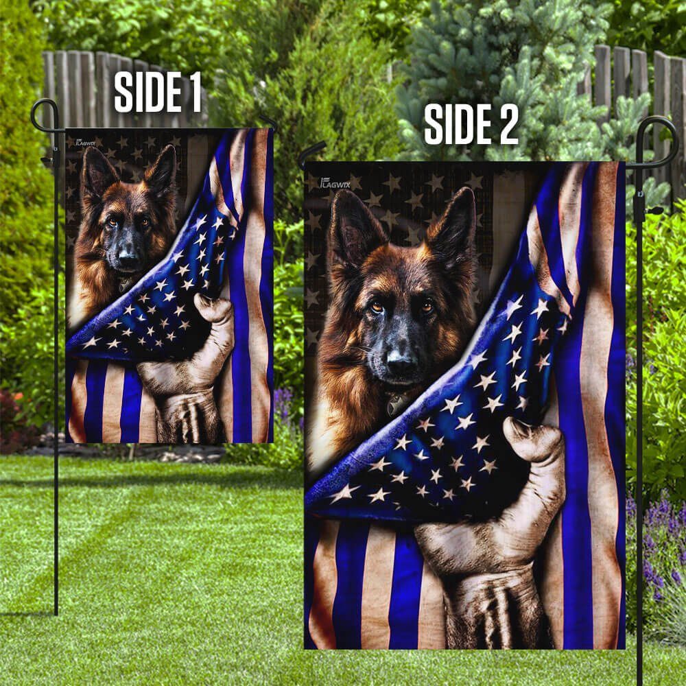 German Shepherd. Police Dog. K9. The Thin Blue Line Flag - Flagwix