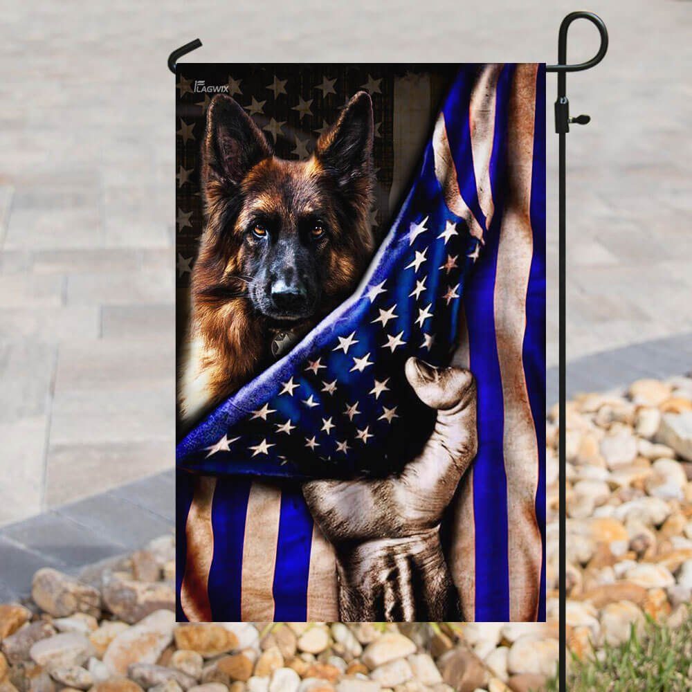 German Shepherd. Police Dog. K9. The Thin Blue Line Flag - Flagwix