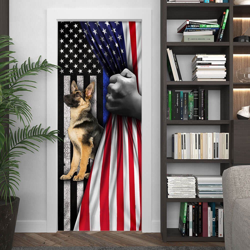 German Shepherd. The Thin Blue Line Door Cover – Flagwix