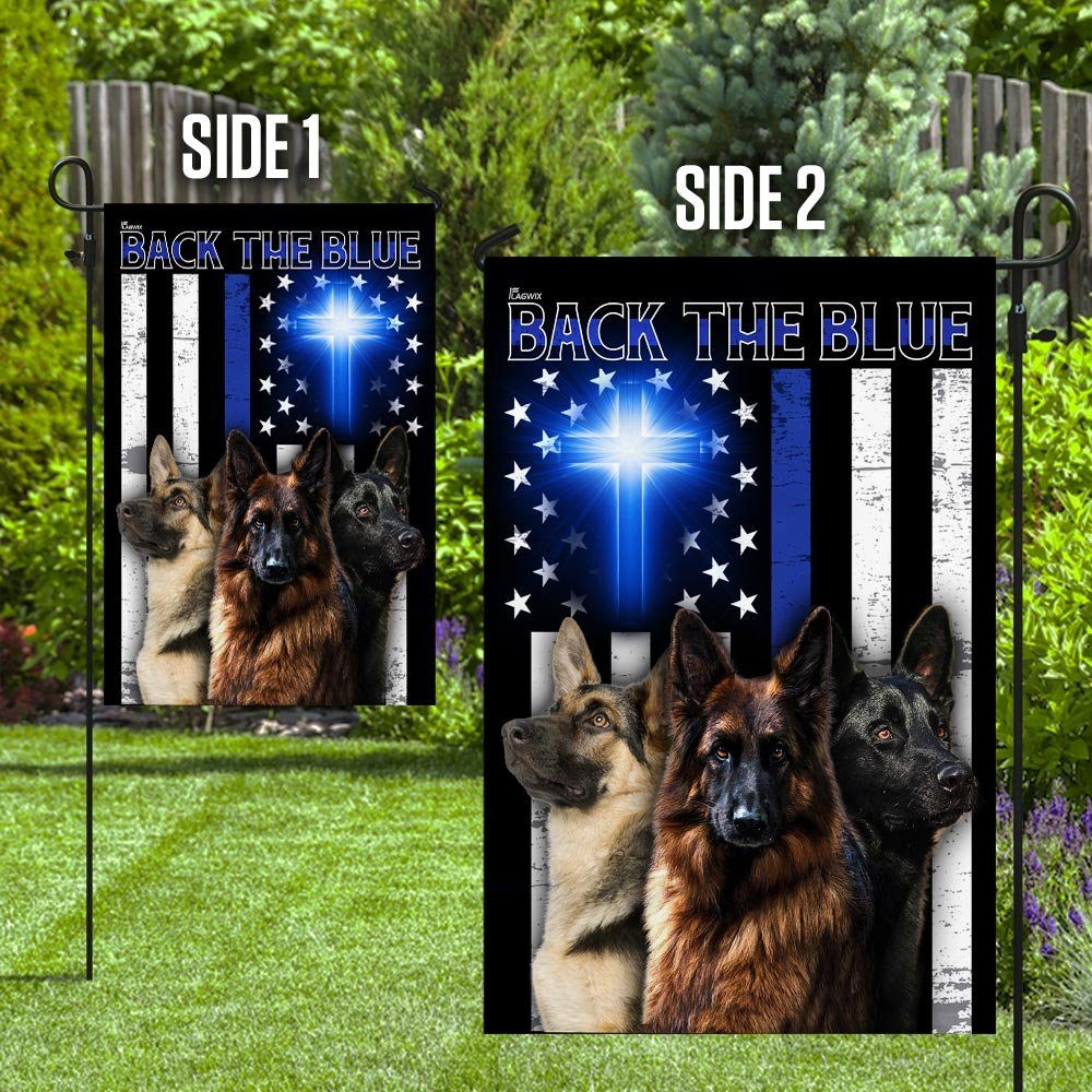 German Shepherd Back The Blue Christian Cross Flag – Flagwix