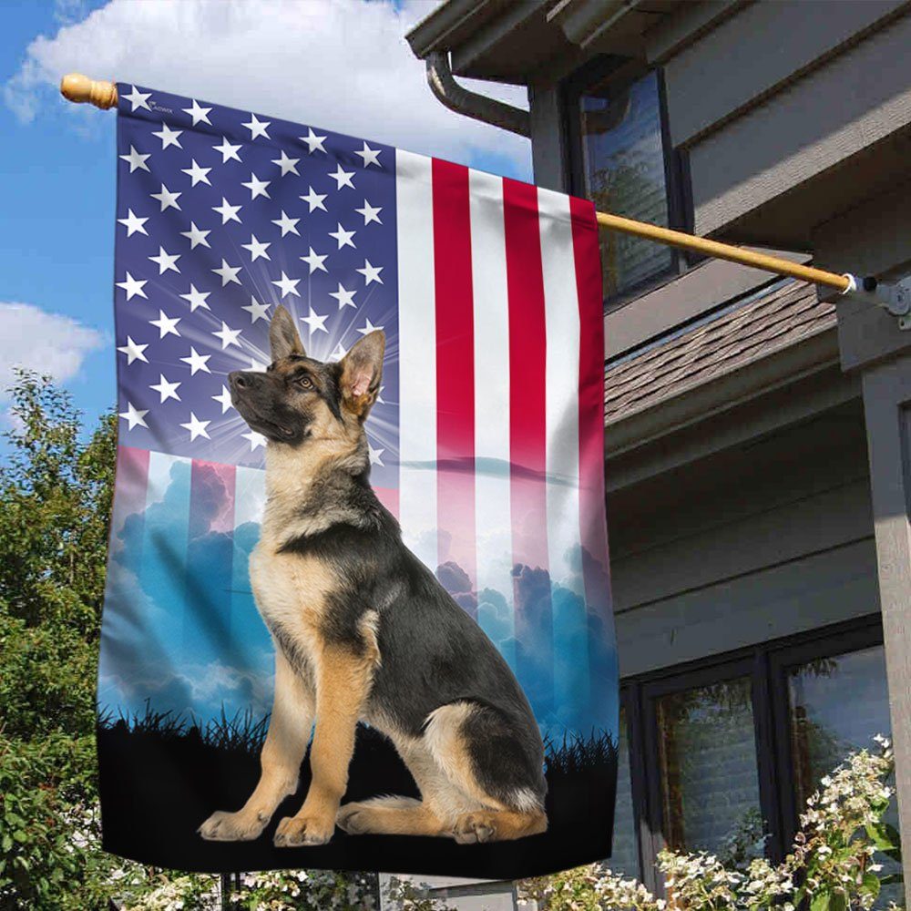 German Shepherd Flag German Shepherd American Flag TRL1480F - Flagwix