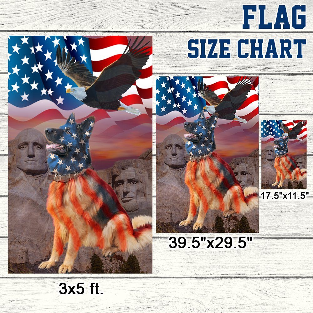 German Shepherd Flag Patriot Dog And Mount Rushmore BNN189F - Flagwix