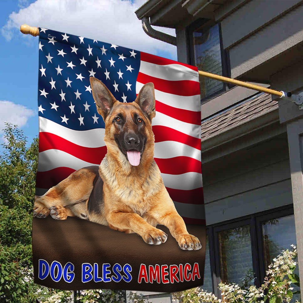 German Shepherd Shepard Flag, Dog Bless America QNN665F – Flagwix