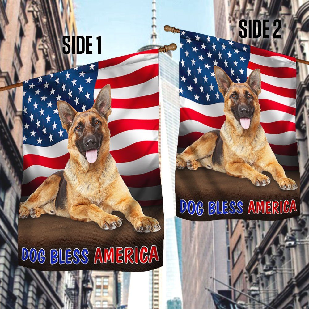 German Shepherd Shepard Flag, Dog Bless America QNN665F – Flagwix