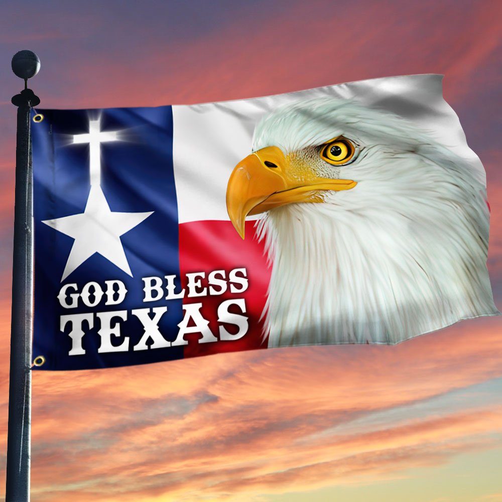 God Bless Texas Eagle Grommet Flag TQN304GF – Flagwix