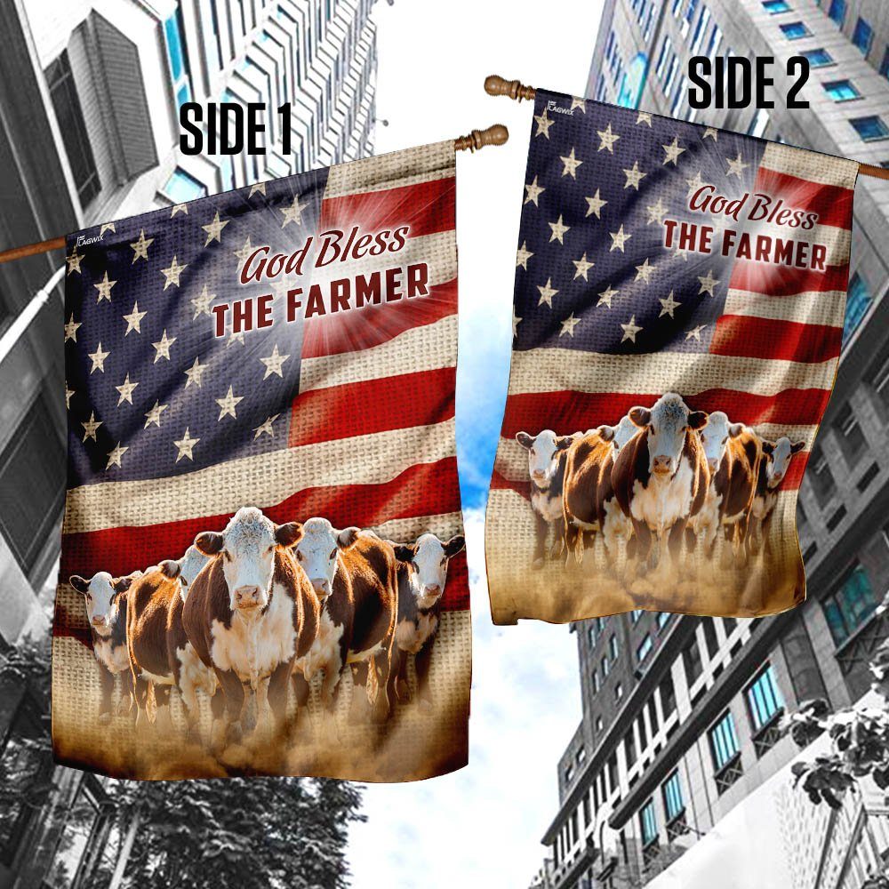 God Bless The Farmer. Cow Cattle Flag – Flagwix